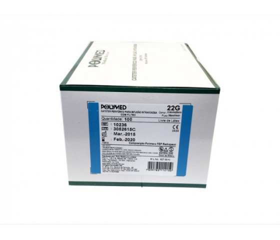 Caixa de cateter Polymed (100 unidade) 22G